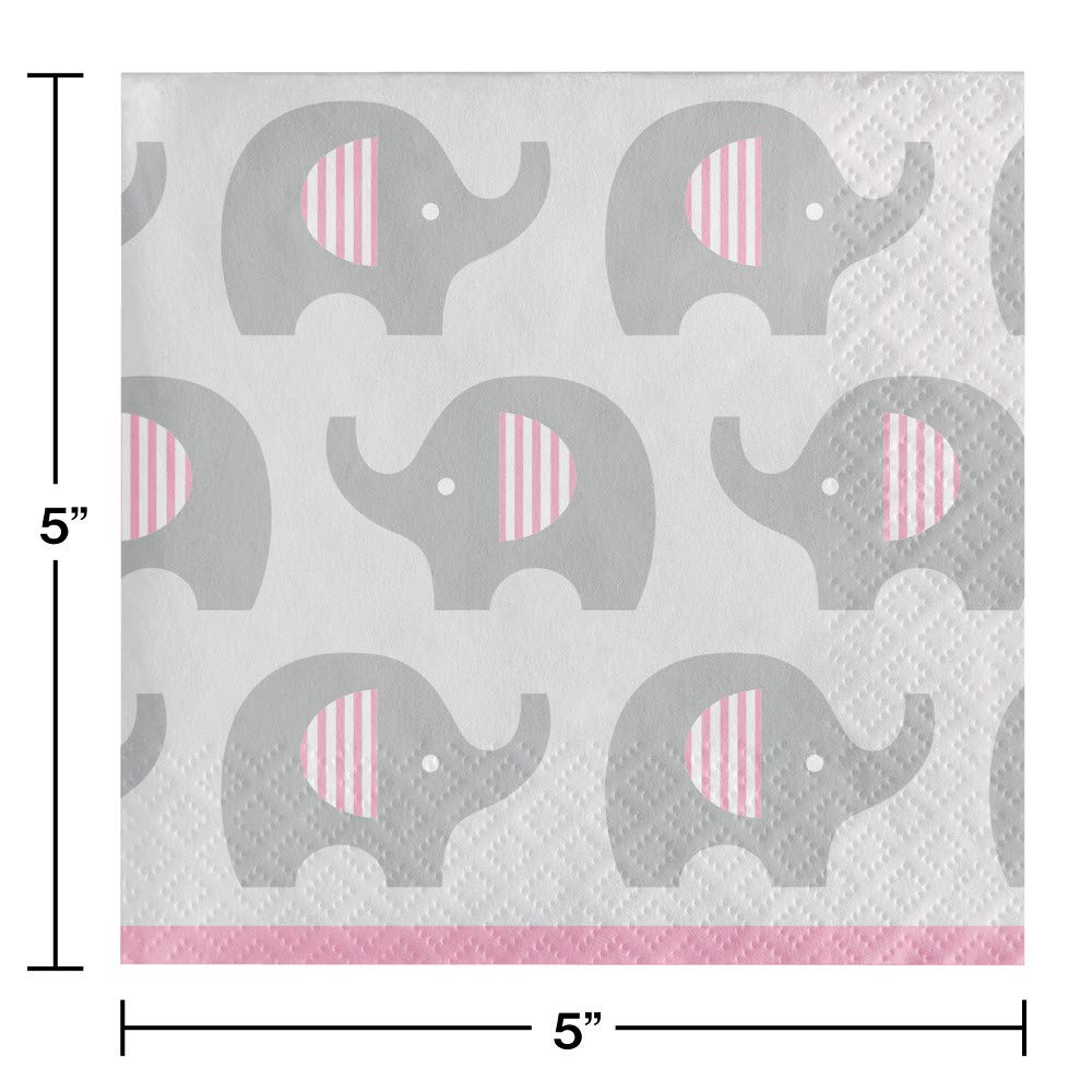 Creative Converting Little Peanut Girl Elephant Baby Shower Tableware Kit, 71 Pieces, Pink