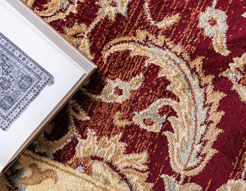 Unique Loom Voyage Collection Traditional Oriental Classic Intricate Floral Design Area Rug, 4 ft x 6 ft, Red/Ivory