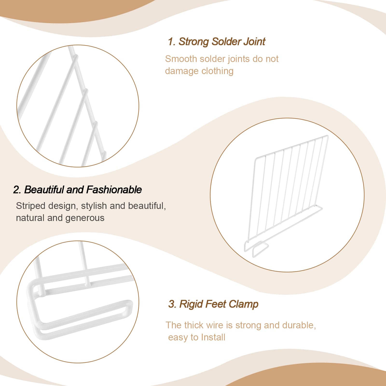 IVONNEY Wire Shelf Dividers Closet Organization, 8 Pack Metal Closet Dividers, White Wire Shelf Separators - Closet Shelf Dividers for Wood Shelves, Vertical Wire Shelving Dividers