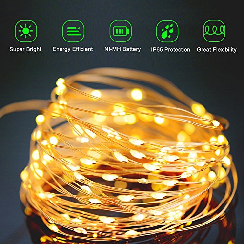 Toxz home products Solar Powered Copper Wire Light String Decor,8 Light Modes for Fairy Party Decor,22M 200LED,8 Hours Working Time(Ship from US!)