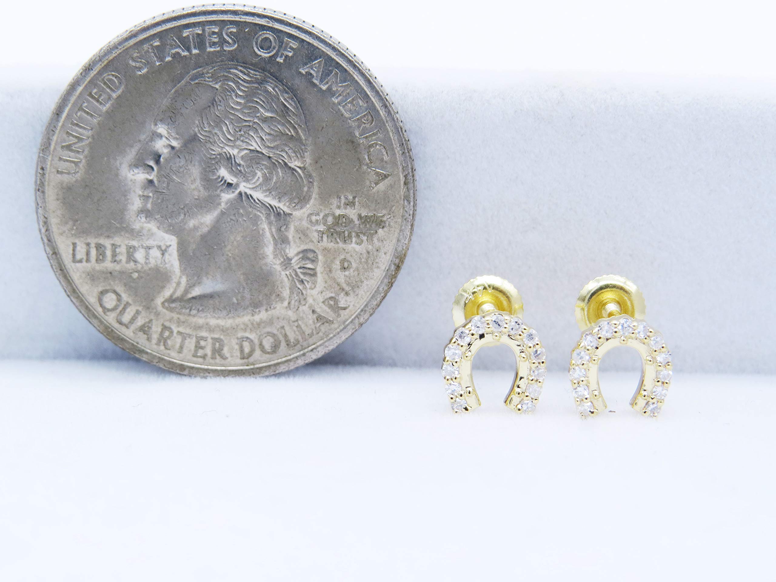 Dazzlingrock Collection 0.13 Carat (ctw) 14K Round White Diamond Ladies Horse Shoe Earrings, Yellow Gold
