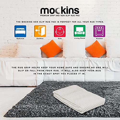 Nevlers Non Skid Rug Pad 6x9 ft | Extra Thick Rug Gripper | Premium Non Slip Rug Pads | White Runner Rug Pad |Reversible Area Rug Pad Gripper | Anti Slip Rug Pad |Customizable Rug Mats for Under Rugs