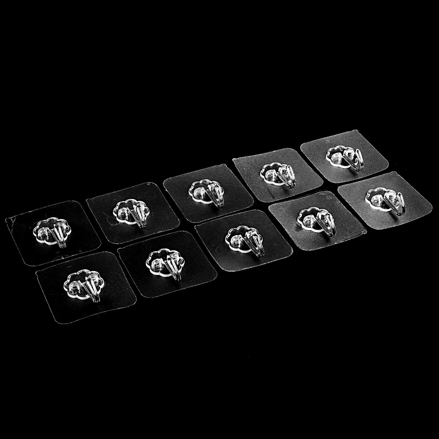 Kqcibz 10 Packs Reusable Adhesive Hooks,Transparent Heavy Duty Wall Hooks with, Waterproof and Oilproof for Bathroom, Bedroom, Kitchen, Refrigerator Door, Wall and Ceiling
