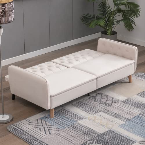 Mjkone Convertible Sofa Bed, Modern Velvet Loveseat Couch, Folding Upholstered Sleeper Sofa with Adjustable Backrest & Armrest, Couches for Living Room Apartment Office Small Space