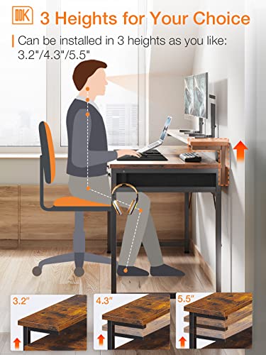 ODK 47 inch Small Computer Desk with Fabric Drawers, Home Office Desk with Adjustable Monitor Stand, Modern Work Study Writing Table Desk, Vintage