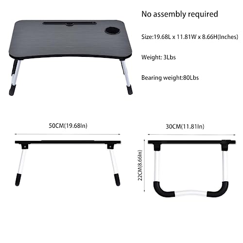 RIYONHO Lap Desk Folding Table Laptop Desk Portable Foldable Bed Table 19Inch Laptop Lap Desk Tray Table for Working Studying, Eating, and Movies(Black)