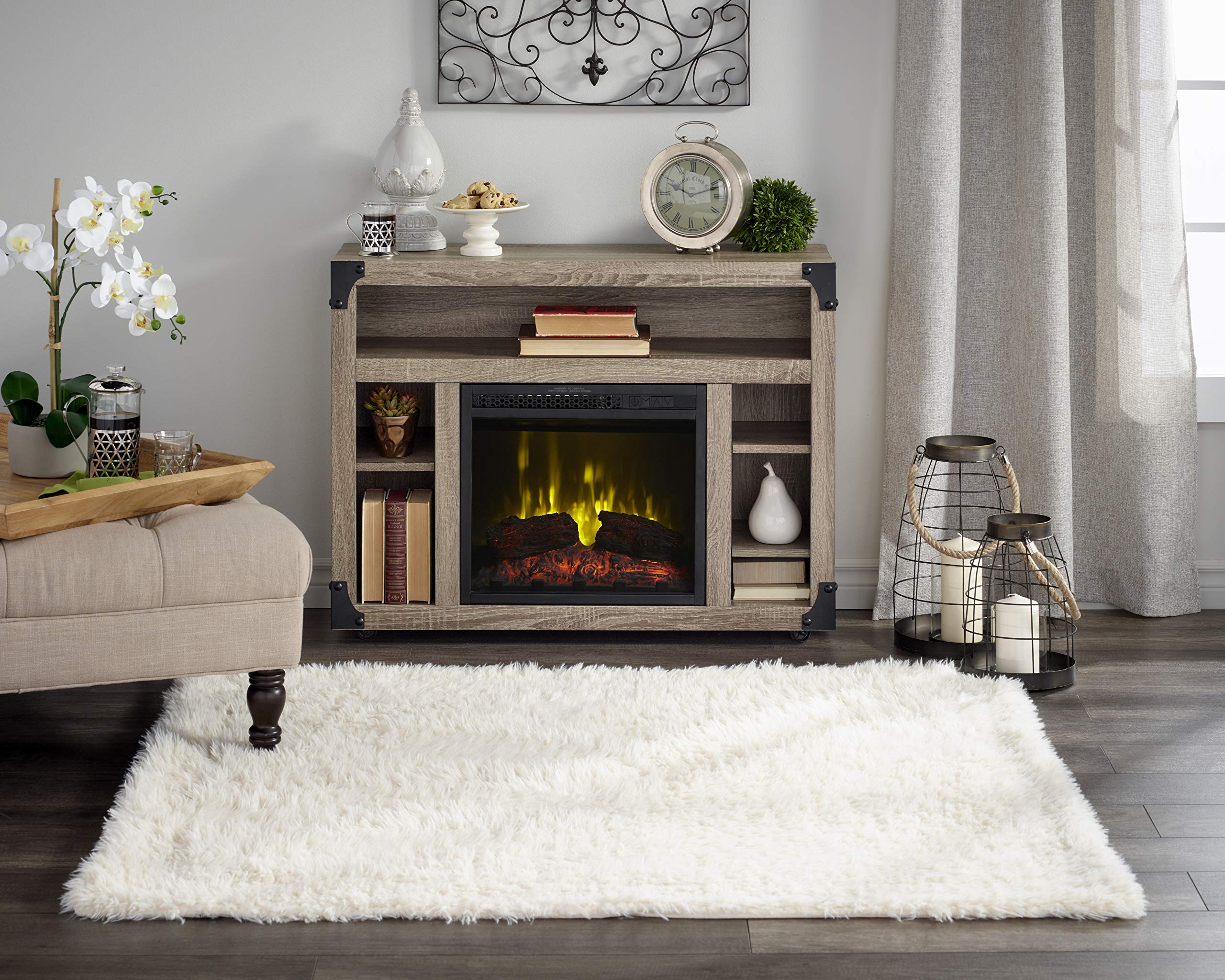 Dimplex Chelsea TV Stand with 18" Electric Fireplace (Model: C3P18LJ-2086DO), 120V, 1500W, 12.5 Amps, Distressed Oak