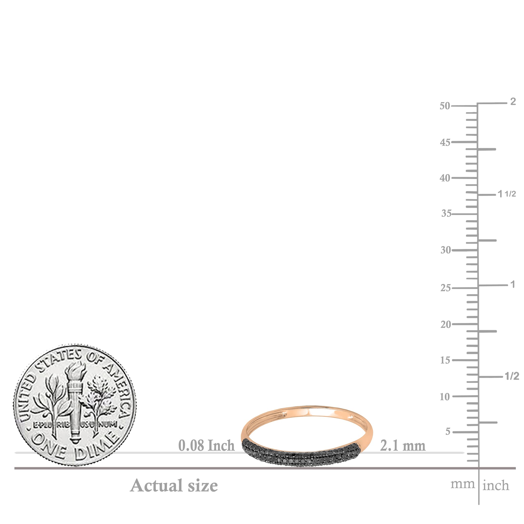 Dazzlingrock Collection Round Black Diamond 3 Row Stackable Wedding Band for Women (0.15 ctw, Color Black, Clarity Opaque) in 10K Rose Gold, Size 7