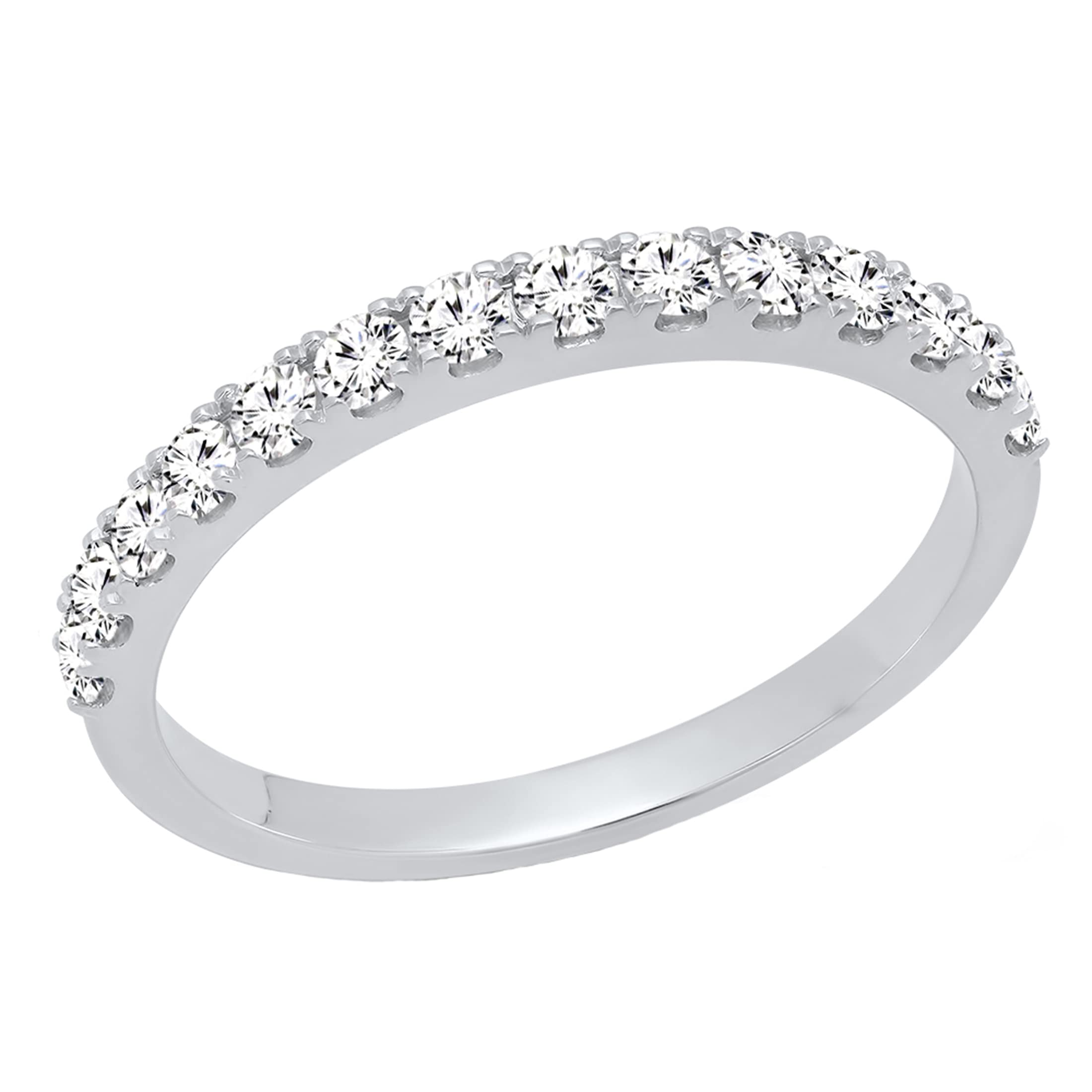 Dazzlingrock Collection 0.50 Carat (ctw) 10K Round Diamond Wedding Anniversary Stackable Band 1/2 CT, White Gold, Size 6.5