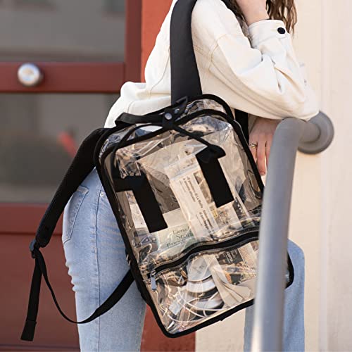 mommore Heavy Duty Clear Backpack Durable See Through Bookbags for Work, 16β Transparent Large Backpack, Black