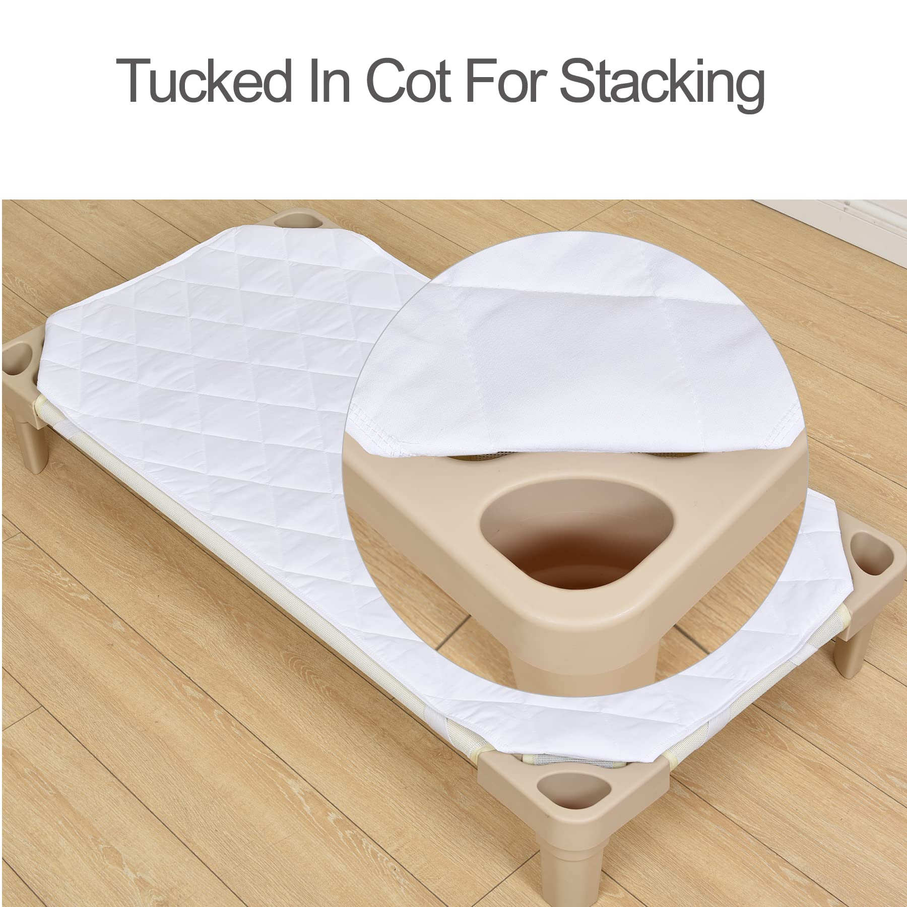KRAND Cot Sheet for Stackable Daycare Cot in Preschool Nursery and Preschool Easy Assembly with 4 Elastic Band (1 Pack, 52" x 22")