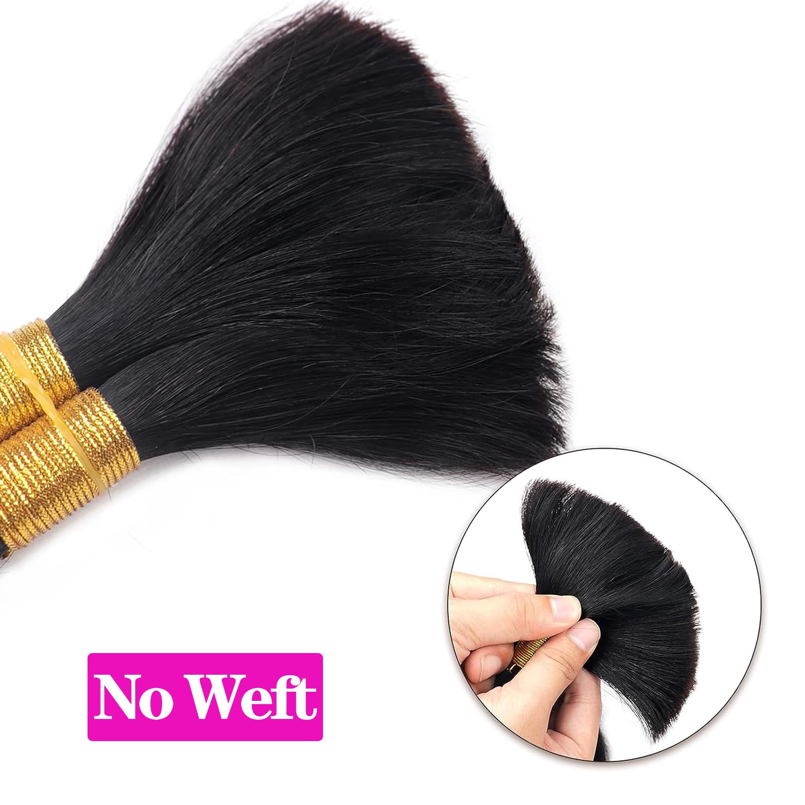 Deep Wave Bulk Human Hair for Braiding No Weft Micro Braiding Hair Braids Extensions 100% Unprocessed Virgin Human Hair Extensions Remy Bulk Hair 2 Braids Per Pack 100g (18 Inch, Black)
