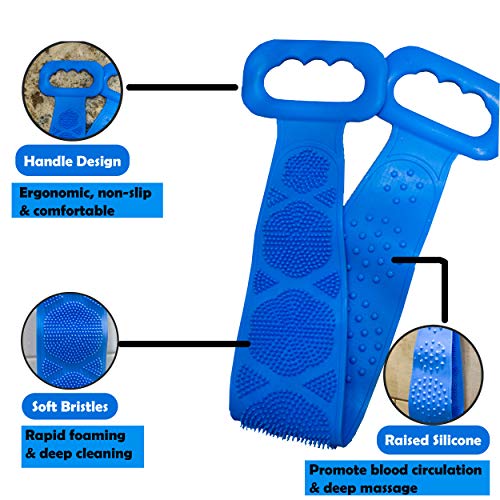 Silicone Back Scrubber for Shower I 2 Pack Extra Long Silicone Bath Body Brush Body scrubbers for use in Shower | scrubby Buddy Back Scrubber | Silicone Body Scrubber | Back Washer for Shower
