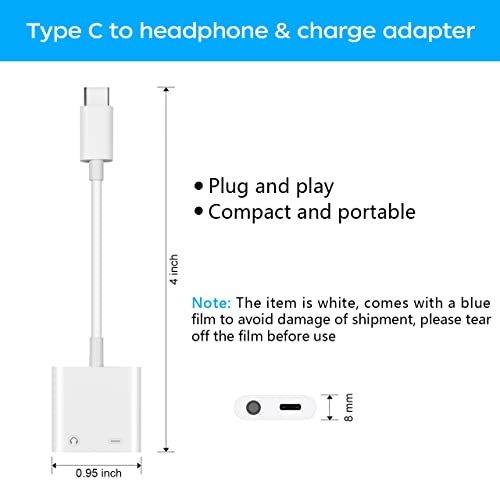 QINGLER USB Type C Headphone Adapter to 3.5mm Audio Adapter with Charger 2 Pack for Music, Charge and Line Control, Compatible with Samsung Galaxy S22 S21, iPad pro 2018/20/21, Huawei, One Plus