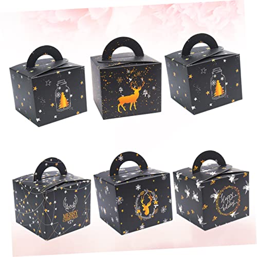 COHEALI 12pcs Christms Gift Boxes Party Favor Boxes for Christms Chocolate Candy Box for Christms Christmas Star Deer Black Christms Candy Box Candy Wrap Box