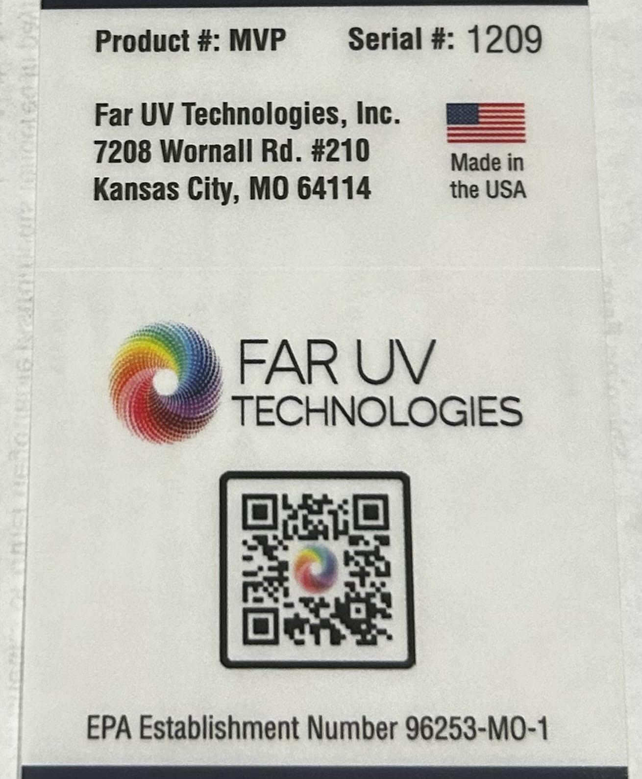 Krypton Far UV Technologies MVP Portable UV Light Air Cleaner