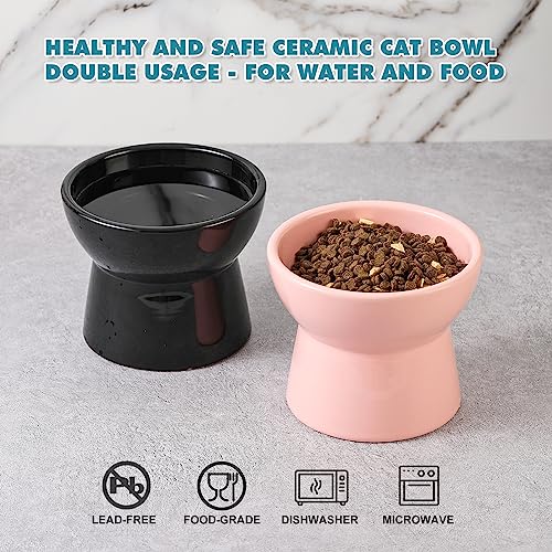 LIONWEI LIONWELI Ceramic Cat Feeder Bowl, Premium Pet Feeder, Extra Large 550 ML, Whisker Friendly, Microwave and Dishwasher Safe, 6.1 inch x 6.1 inch x 5.1 inch