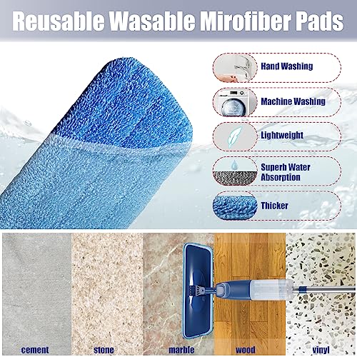 Spray Mops for Floor Cleaning - ZFGYmuxi Microfiber Wood Floor Dry Wet Mop with 2X 500ML Bottles 4X Microfiber Pads,Multifunction Spray Mops Dust Flat Mop for Hardwood,Marble,Tile Floor Mopping