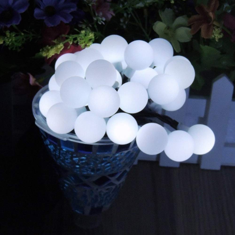 XUNATA 31ft LED String Lights, Solar Powered Flexible Waterproof 50 LEDs White Ball Lights for Indoor Outdoor Home Patio Lawn Garden Party Holiday Decorations(White)