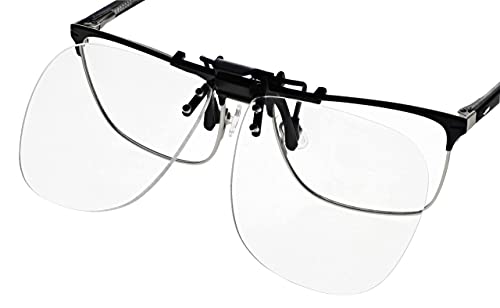 Magna-flip Clip on Flip up Magnifiers, 5.00 Power Converts Distance Glasses and Into Reading and Computer Glasses