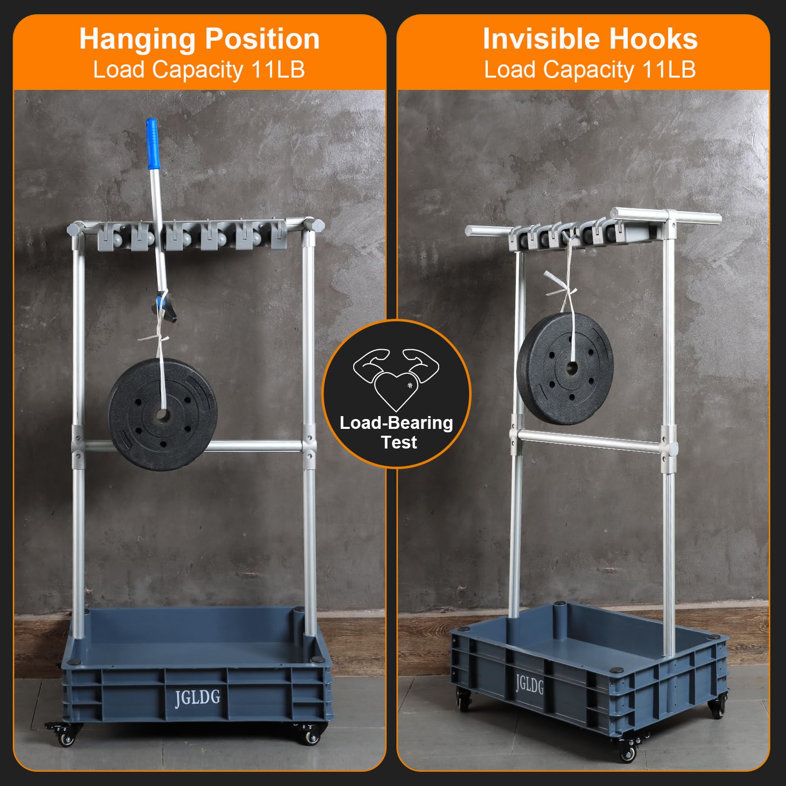 JGLDG Mobile Mop and Broom Holder,Efficient Storage Solution for Cleaning Tools Keep Your Tools Handy and Organized