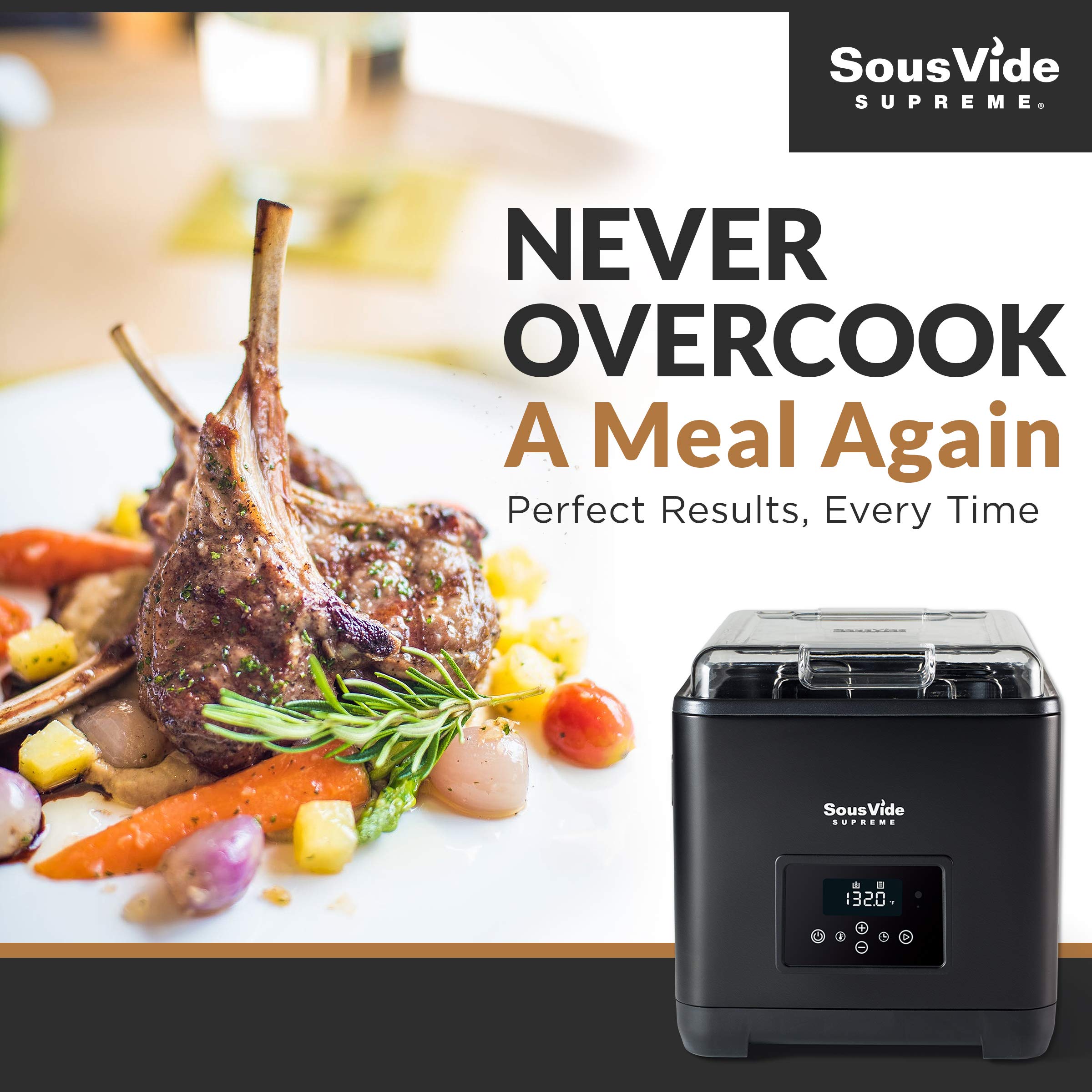 SousVide Supreme Touch 9 Liter | Sous Vide Water Oven | Accurate and Stable Temperature | Touch Control Water Bath Cooker | Quiet Operation