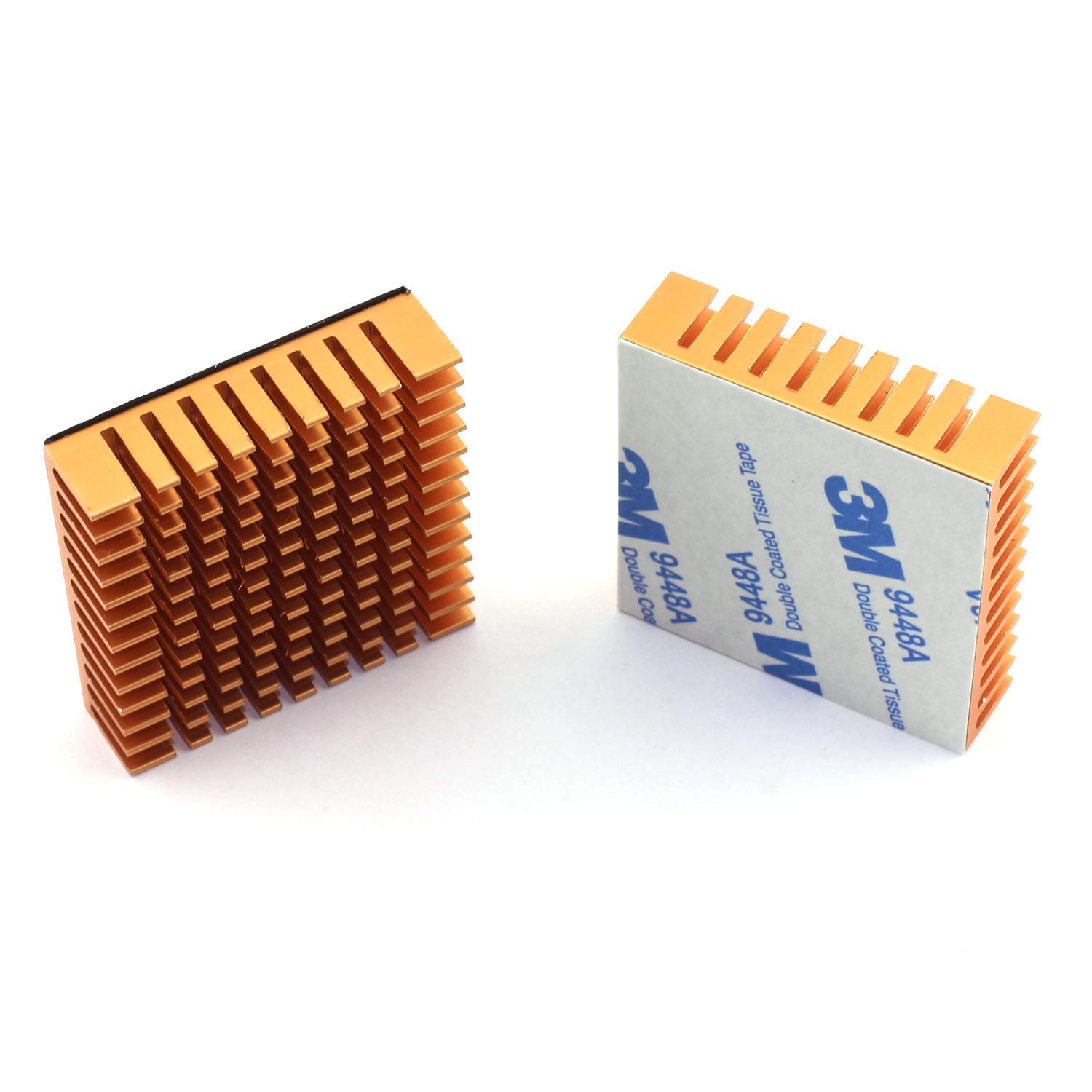 DGZZI 2PCS Golden Aluminum Heatsink 40x40x11mm Square CPU Heat Sinks Cooling Cooler Fin with 2PCS 3M Silicone Based Thermal Pad