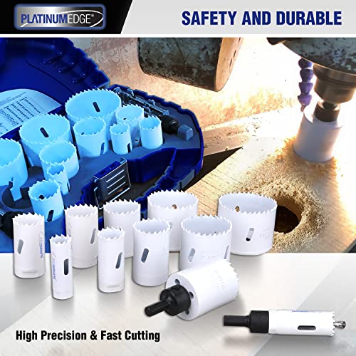 Hole Saw Kit, 17 Piece General Purpose 3/4" to 2-1/2" Set with Mandrels, Bi-Metal, Durable High Speed Steel (HSS). Fast Cut Clean, Smooth and Precise Holes Through PVC, Metal, Wood, Plastic, Drywall