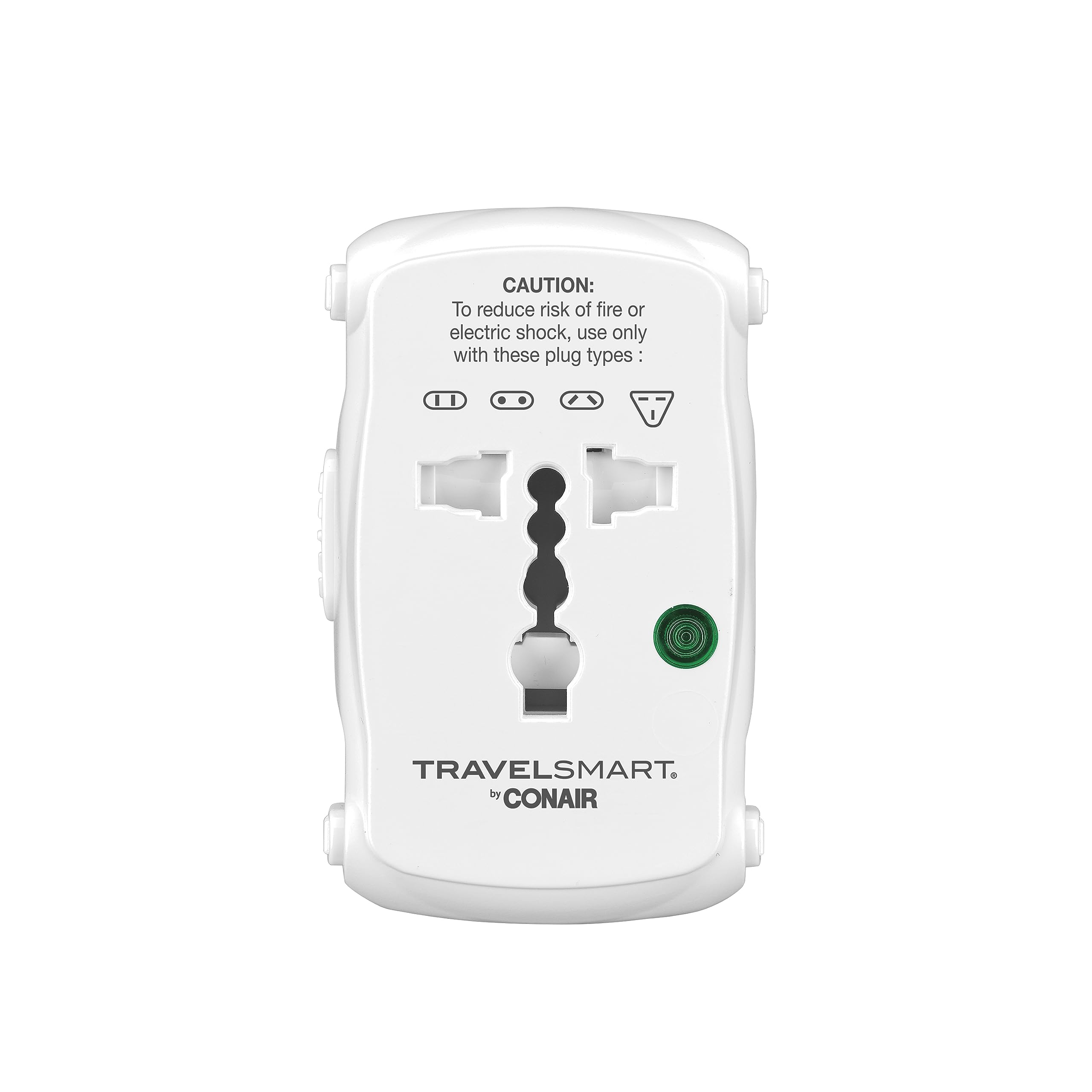 Conair Universal Travel Adapter, European Travel Plug Adapter with Surge Protection, All-in-One Worldwide Travel Adapter