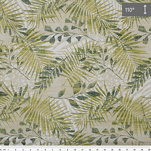 Kt KILOtela Printed Canvas by The Yard, Upholstery, Headboards, Accent Pillows, Handbags, Tote Bags, Window Treatments, Draperies, 110" Width, Cosme, Ferns, Green