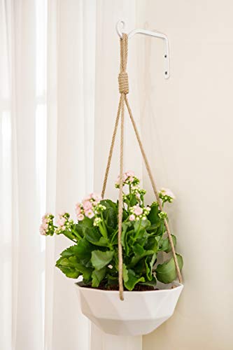 Mkono Hanging Plant Bracket 6 inch Metal Wall Plant Hook Decorative Plant Hanger for Bird Feeders, Planters, Lanterns, Wind Chimes, Home Decor Indoor Outdoor 2 Pack, White