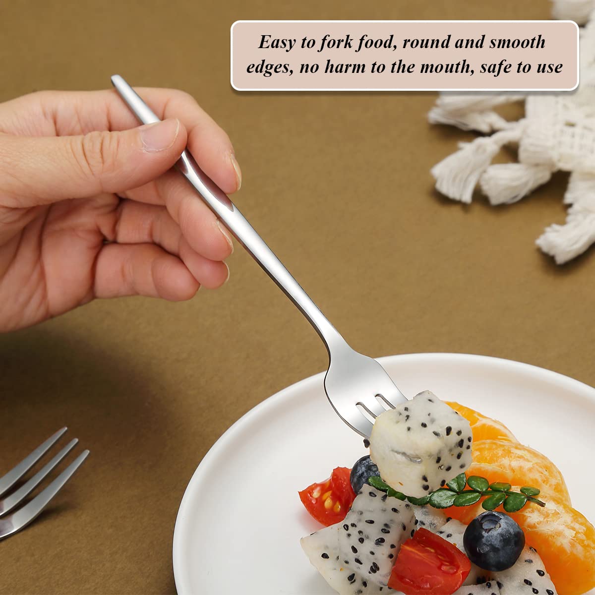 Evanda Dessert Forks Set of 6 Pack 6.3"/16.5cm, Stainless Steel Pastry Fork, Family Appetizer Fork for Fruit, Cake, Cheese, Party Trips, Cafes, Restaurants, Easy To Clean, Dishwasher Safe
