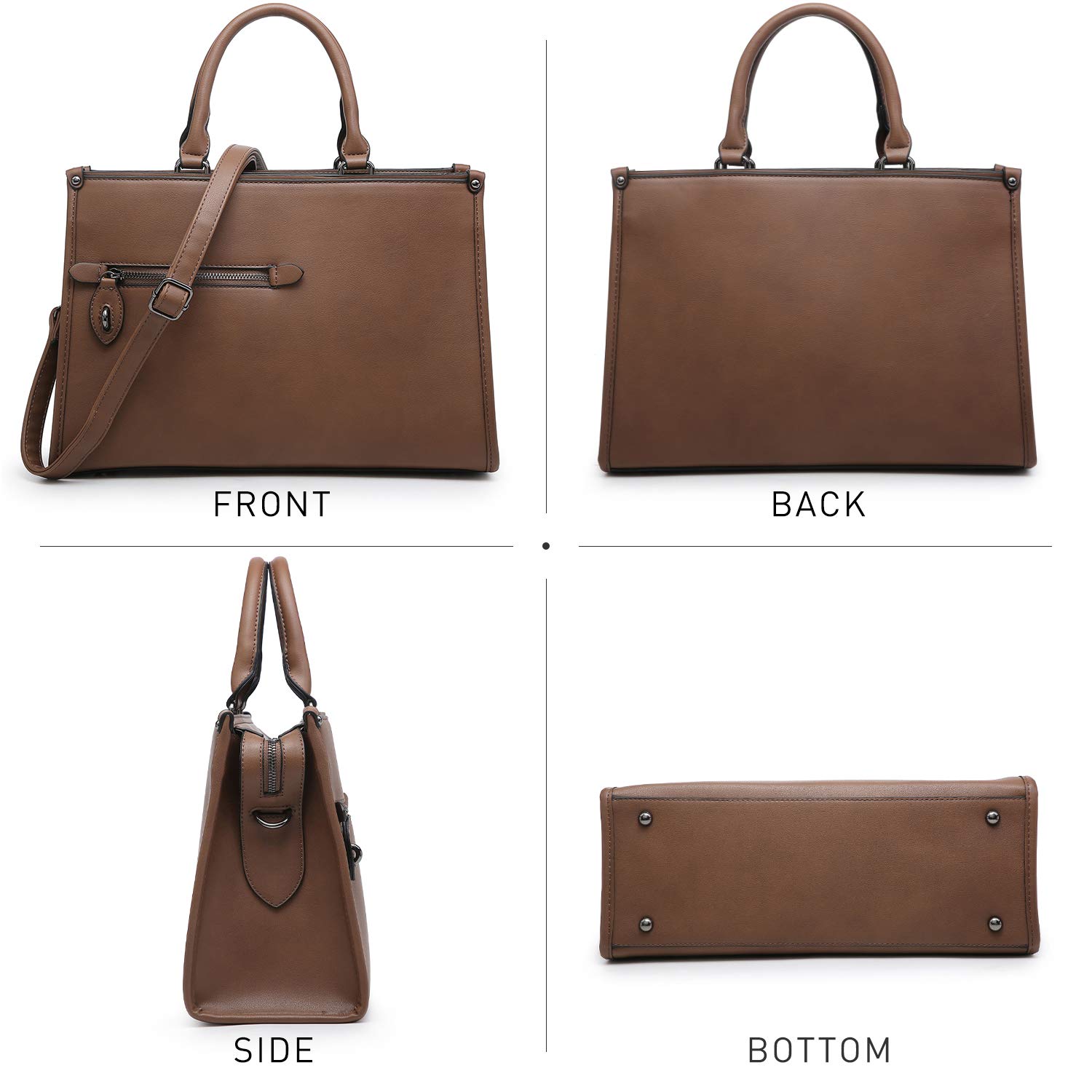Dasein Purses Handbags for Women Satchel Bags Top Handle Work Tote Bag Shoulder Bag With Matching Wallet (Coffee)
