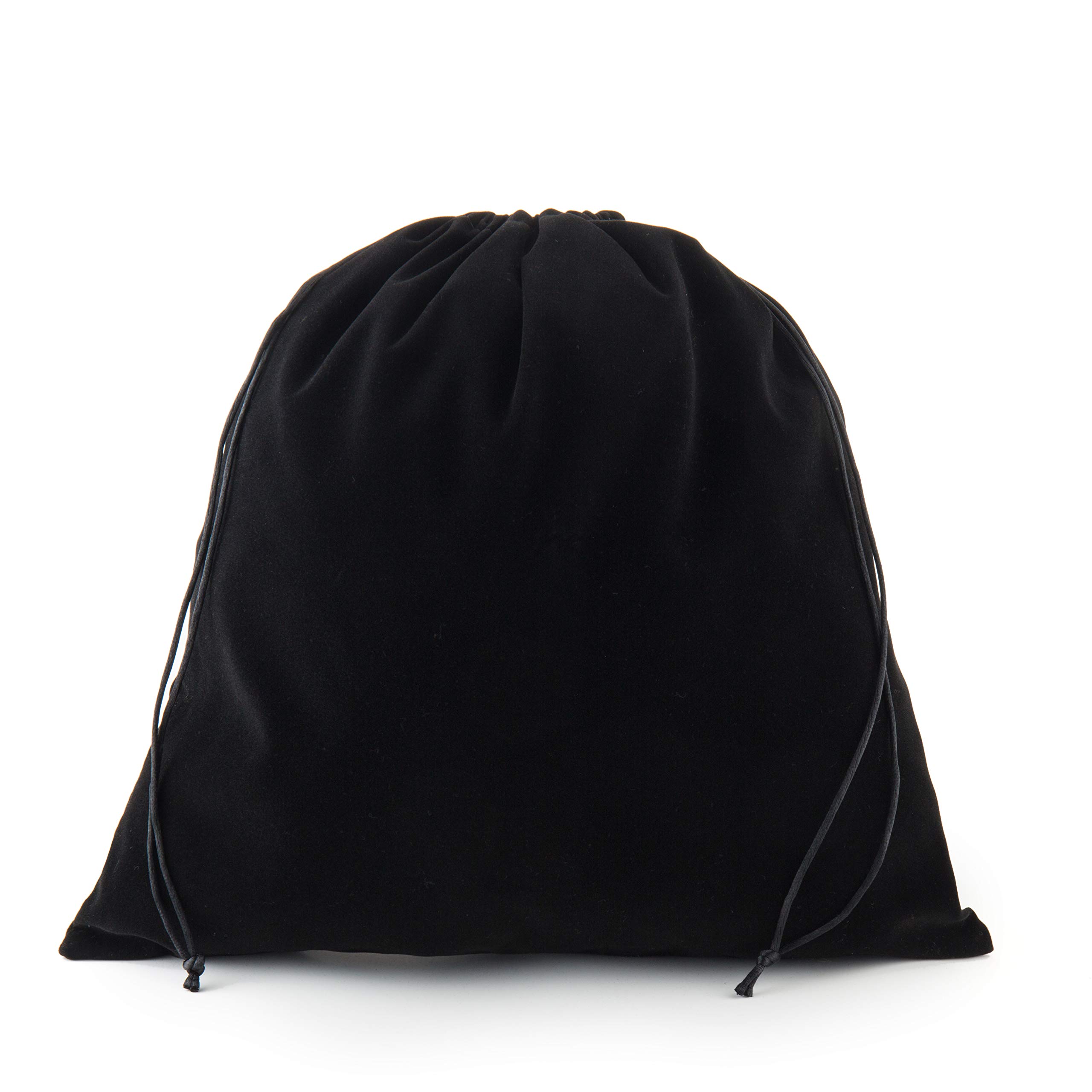 Sanrich Large Black Velvet Pouch Bags With Drawstring 5 Pack -14 x14 INCH Treat Bag Dust Bag For Gift Hair Dryer Hotel Storage Bag Velvet Gym Bags Drawstring Cloth Packing Bag