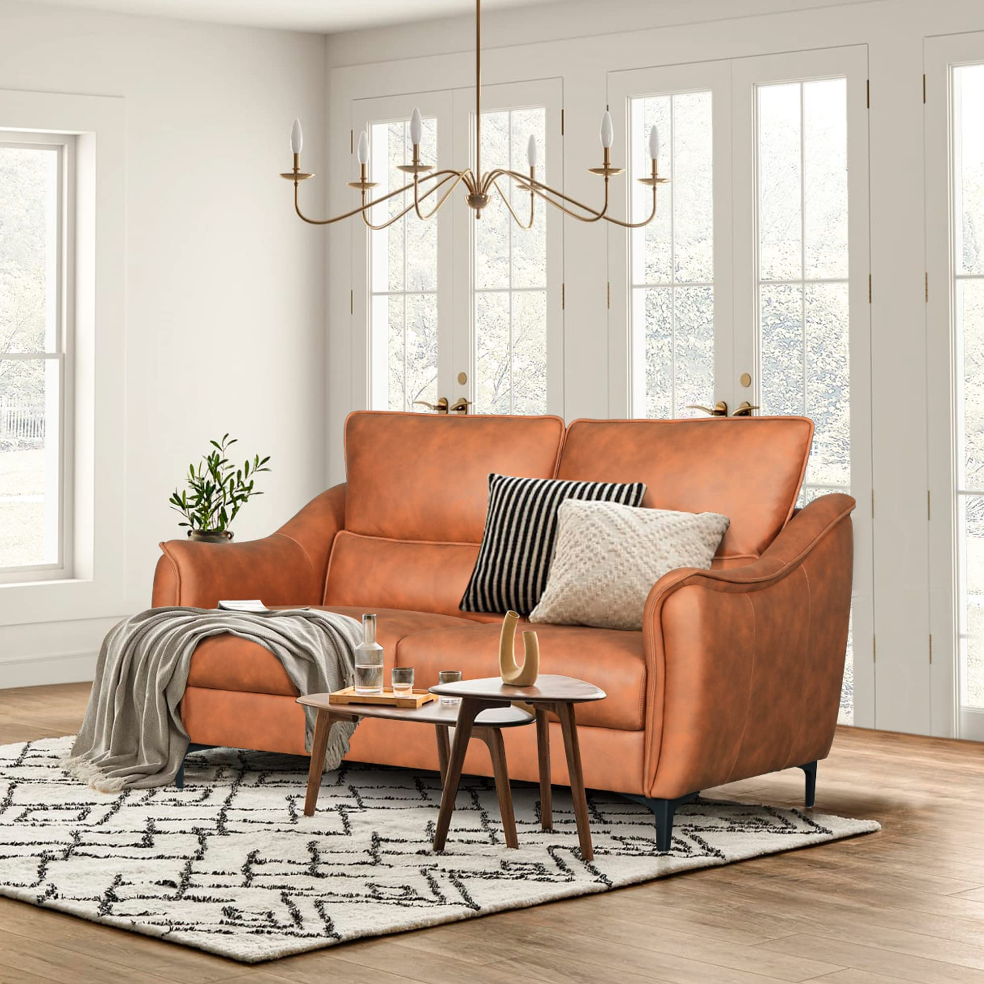 COLAMY 3769B Sofas, 2 Seats, Brown