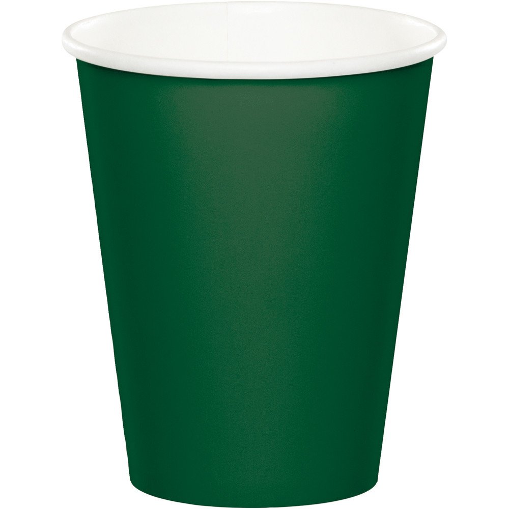 Creative Converting 240 Count Case Touch of Color Paper Hot/Cold Cups, 9 oz, Hunter Green