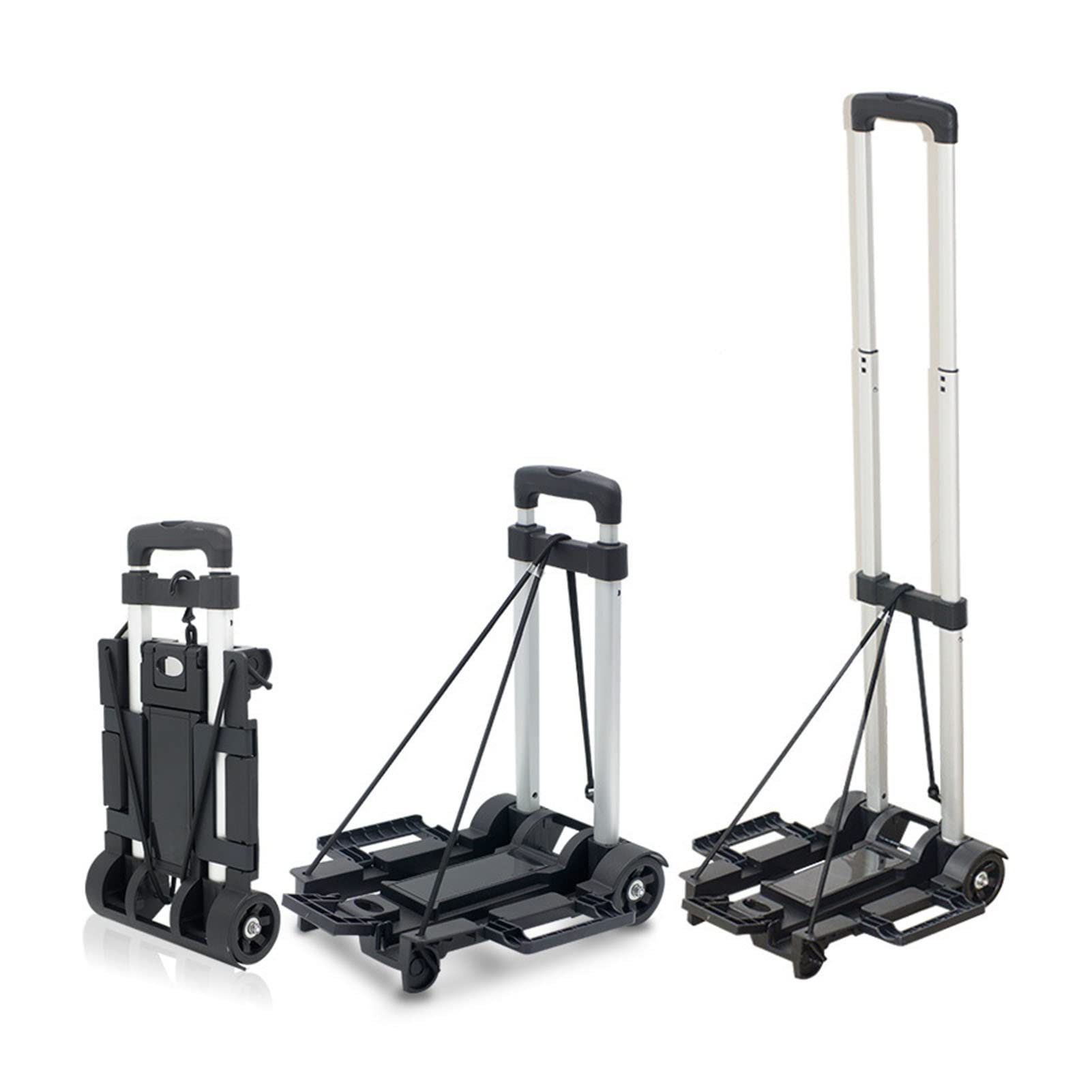 Hand Truck Folding Ultility Cart 55.1lbs Maximum Load Heavy-Duty Luggage Cart Foldable Cart with Telescoping Handle and 2 Rubber Wheels for Travel Moving and Office Use