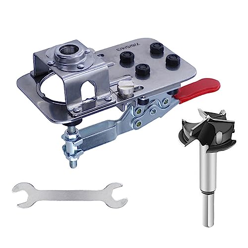Concealed Hinge Jig with Clamp Drilling Guide Hole Locator Kits Hinge Punching Tool for Cabinet Door Hinges Inset Stainless Steel Opening Locator