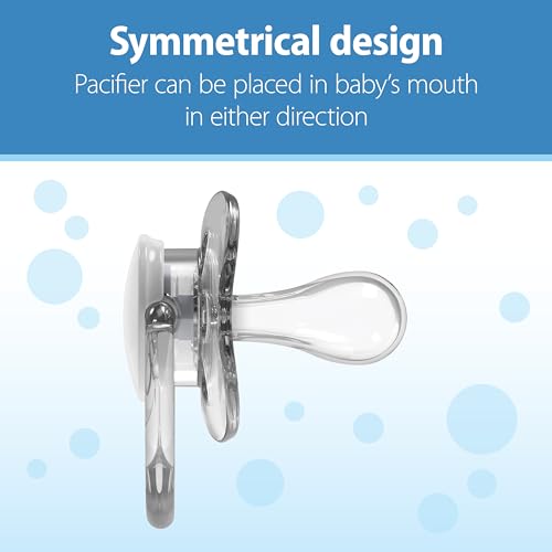 Dr. Brown's Advantage Baby Pacifier, Fully Symmetrical Soother with Soft Silicone Bulb, 0-6m, BPA Free, Lavender Love, 2 Pack (Style May Vary)