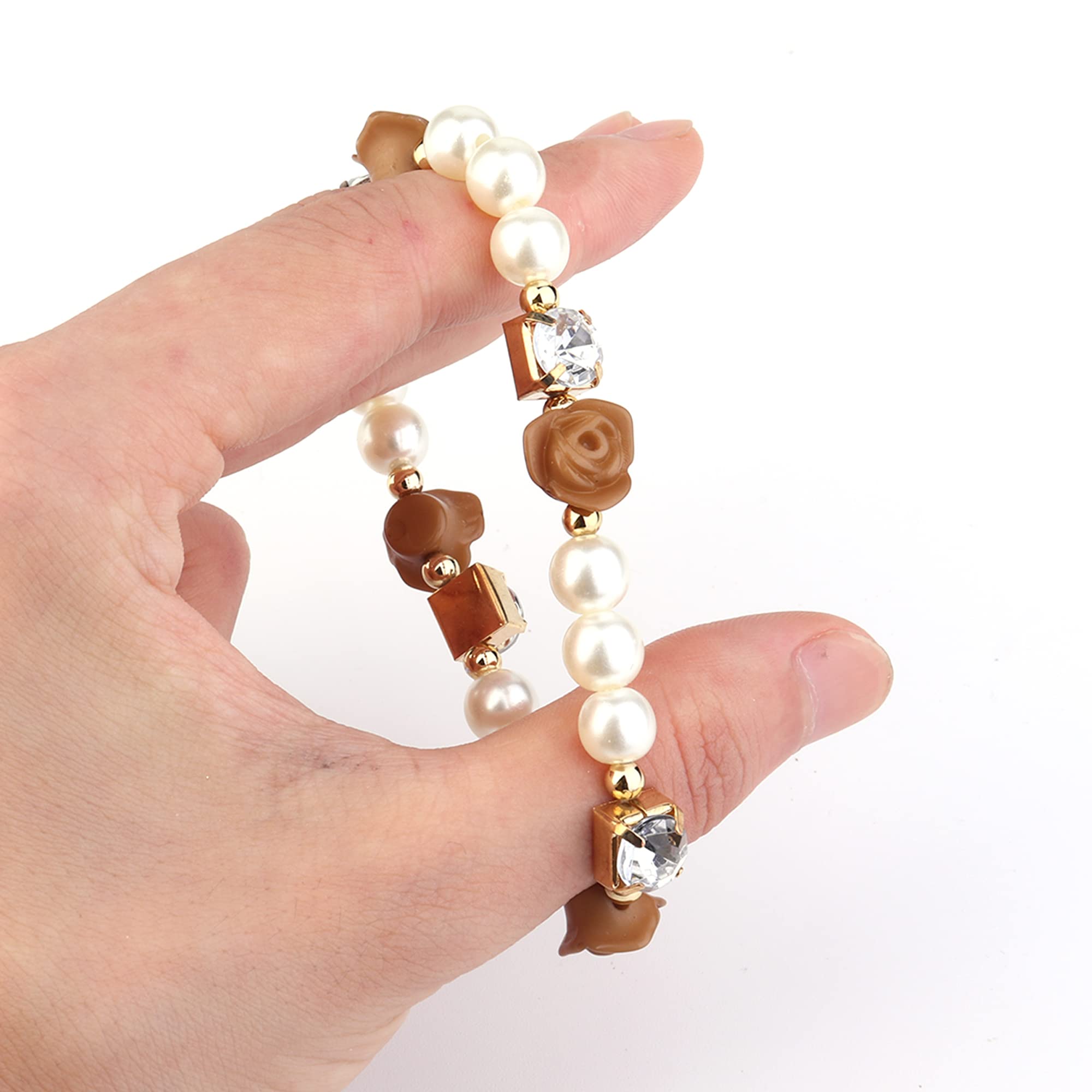 Florideco 4 Sets Bohemian Stackable Bead Bracelets for Women Men Stretch Multilayer Colorful Beads Bracelet with Charm Jewelry B
