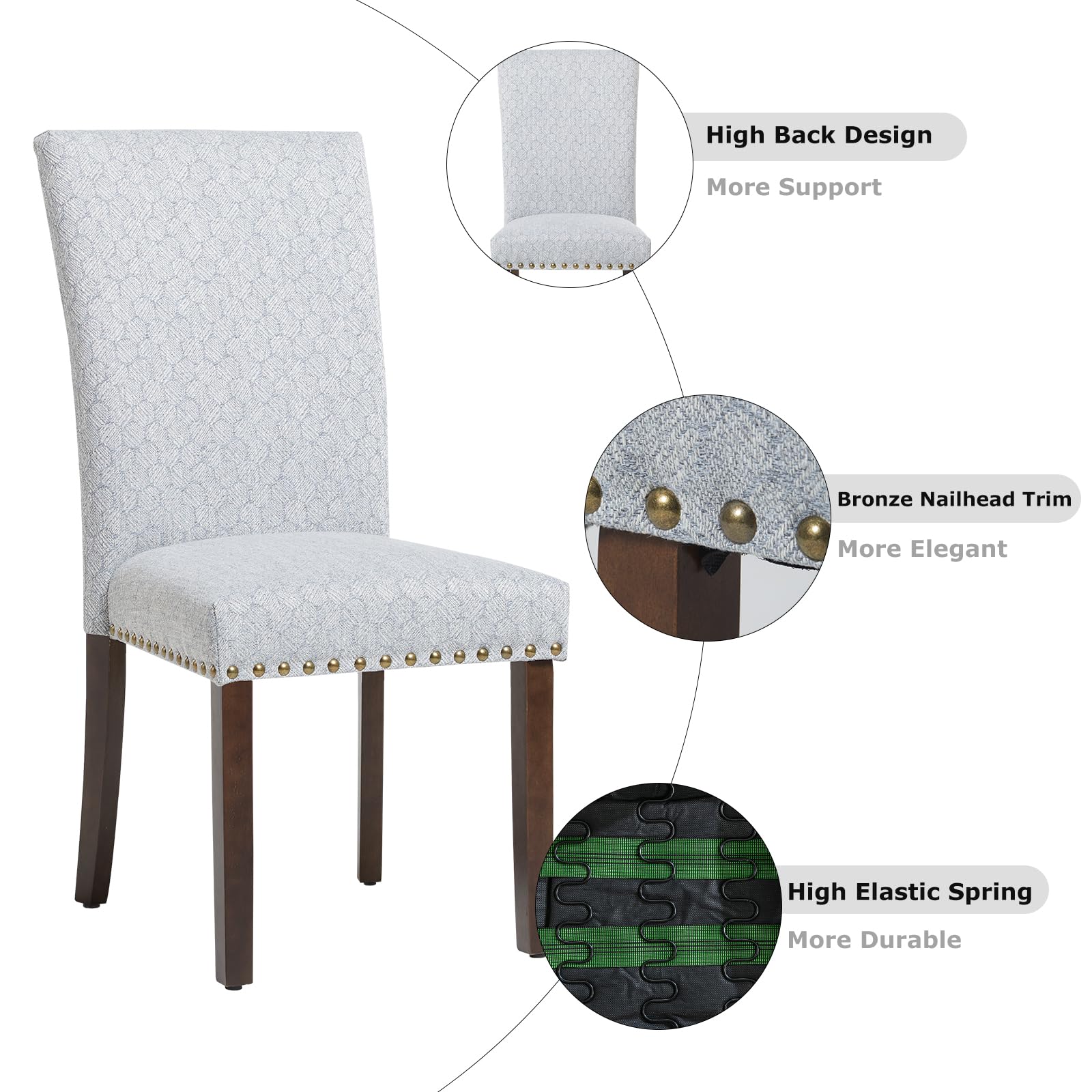 COLAMY A420-SKY2061B-2Sets fabric dining chairs, Set of 4, F-bubble
