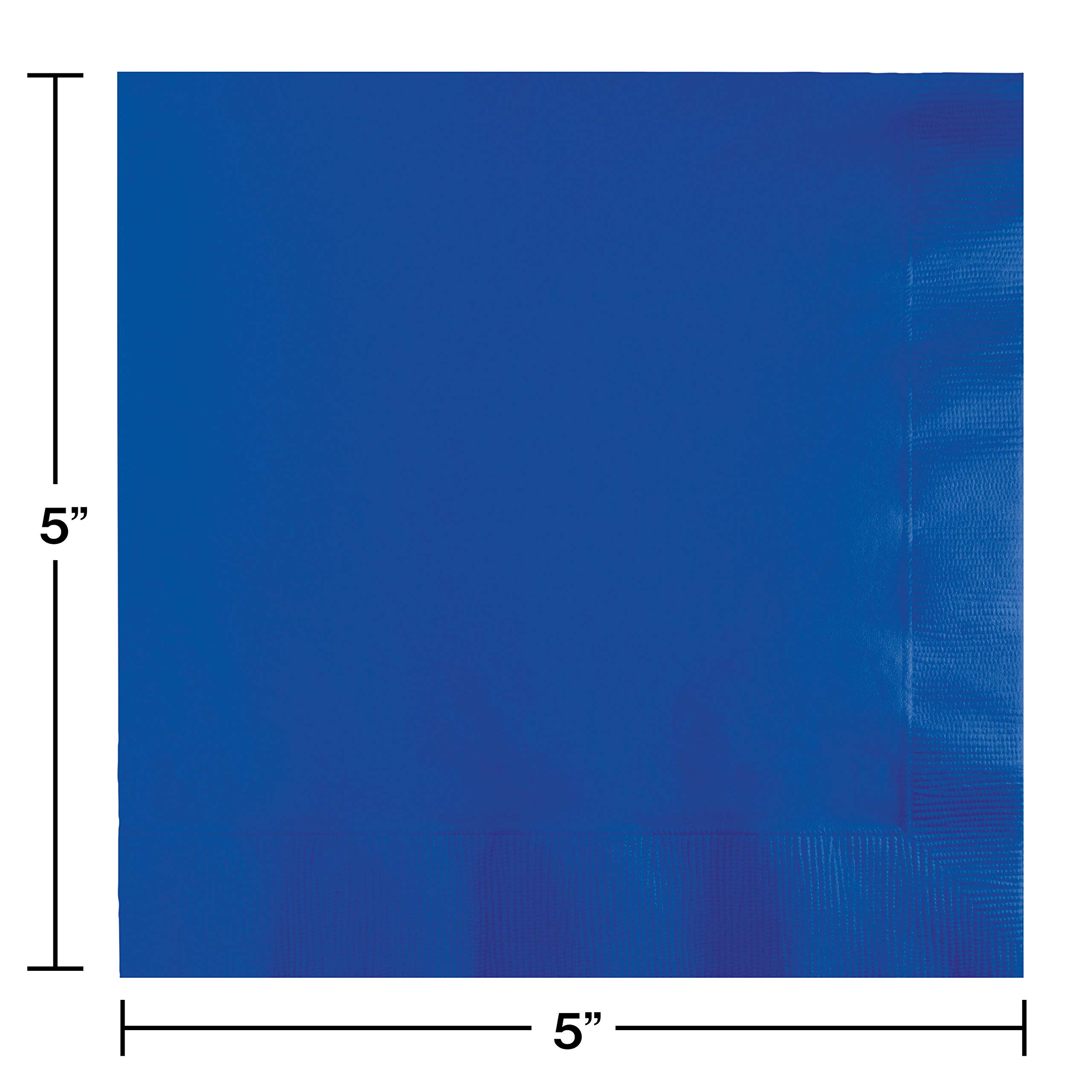 Creative Converting Cobalt Beverage Paper Napkin, 5" x 5", Blue