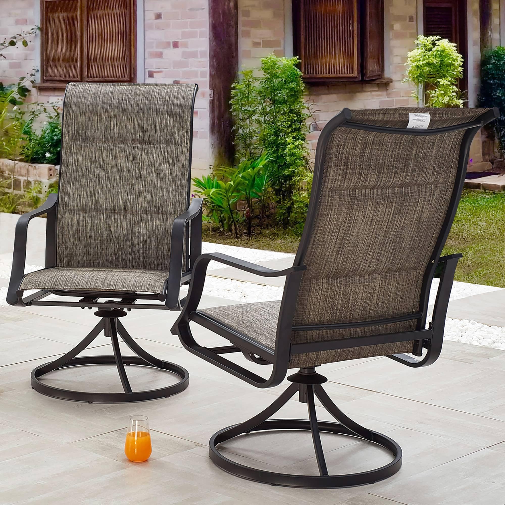 PatioFestival Patio Dining Set 7 Pieces Metal Outdoor Furniture Sets with Swivel Chairs Rectangular Outdoor Table (Grey)