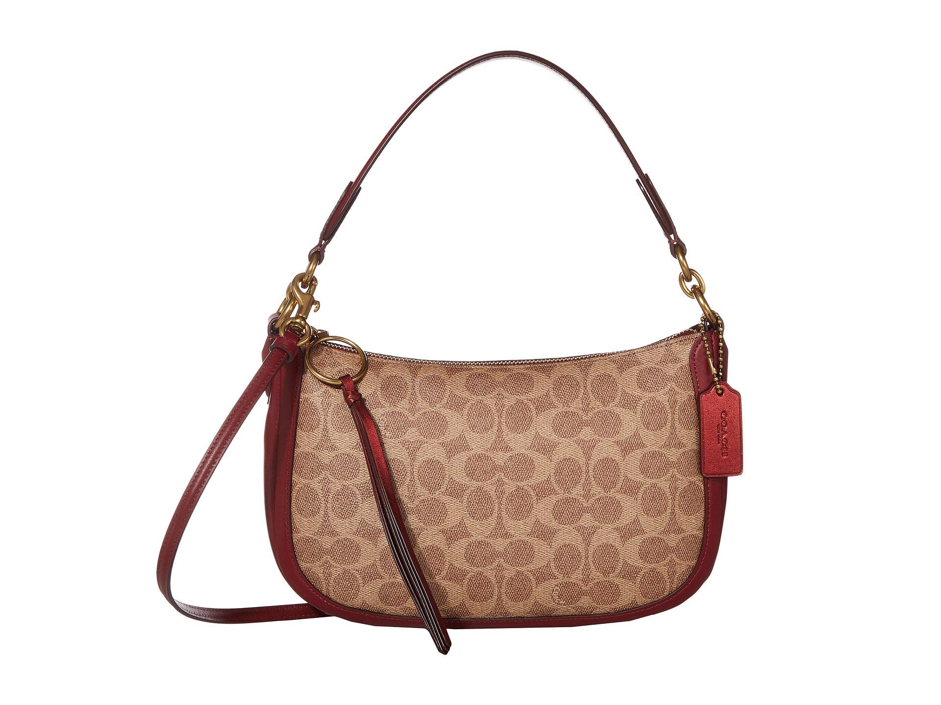 COACH Sutton Crossbody Tan/Deep Red Multi/Brass One Size