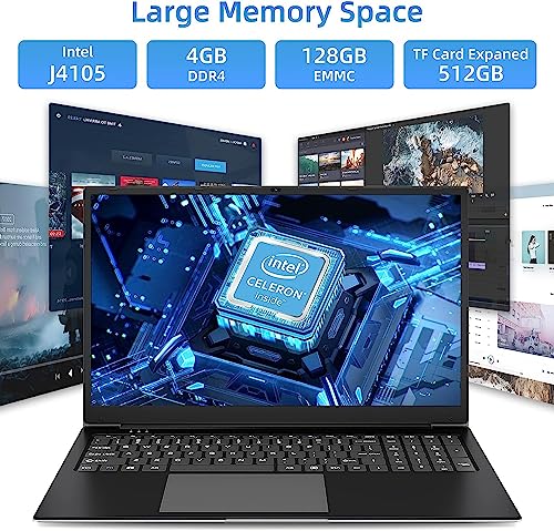 SGIN Laptop Computer, 17 Inch 1920 * 1080 IPS Display,4GB RAM 128GB ROM, Windows 11 Laptops with Intel Celeron Quad Core Processor, Mini HDMI, Webcam, Dual-Brand WiFi, 512GB Expansion