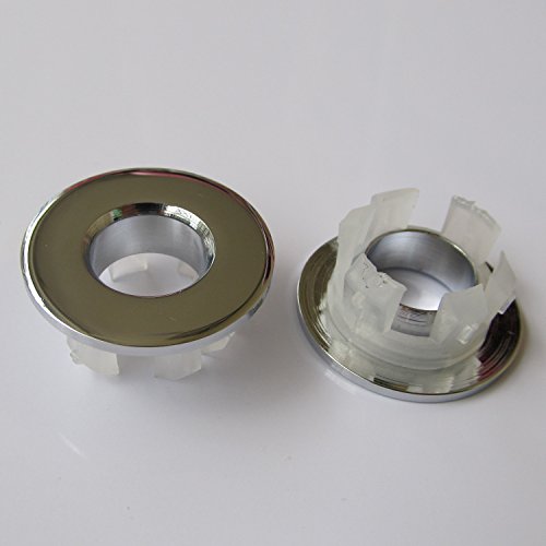 Homdipoo Ceramic Bathroom Vessel Vanity Sink Art Basin Sink Basin Trim Overflow Cover Brass Insert in Hole Round Caps Chrome 2 Pack
