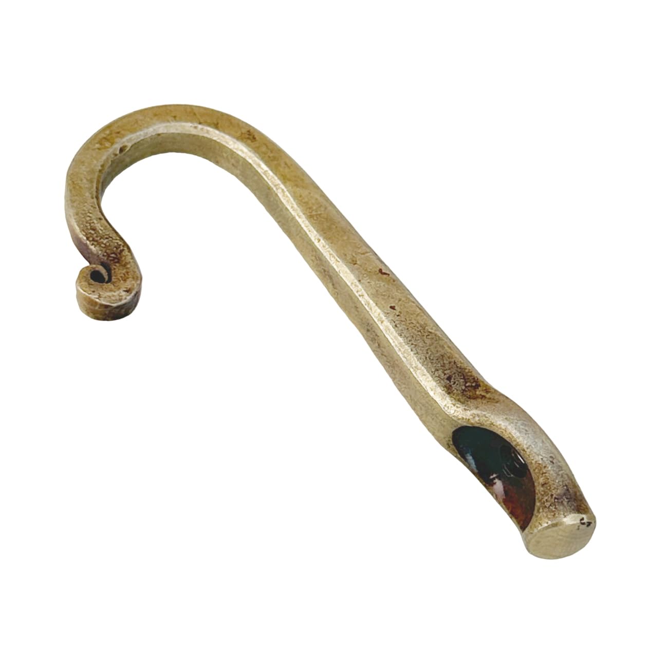 Living Ideas Hand Forged Metal Coat Hook Wrought Iron Handmade Rustic Hook for Towel, Plant & Mug Blacksmith Farmhouse Bathroom Hook Rack Antique Brass Finish Heavy Duty Kitchen Utensils Hooks