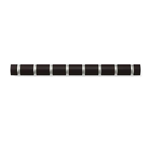 Umbra Flip Wall Mounted Floating Rack – Modern, Sleek, Space-Saving Hanger with Retractable Hooks to Hang Coats, Scarves, Purses and More, 8, Espresso