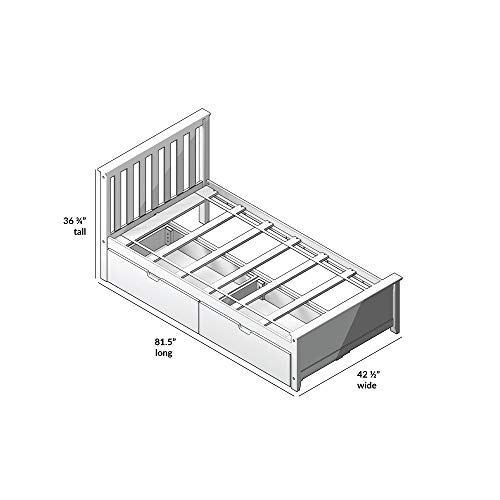 Max & Lily Twin Bed, Bed Frame with Headboard For Kids with Storage Drawers, Slatted, Espresso