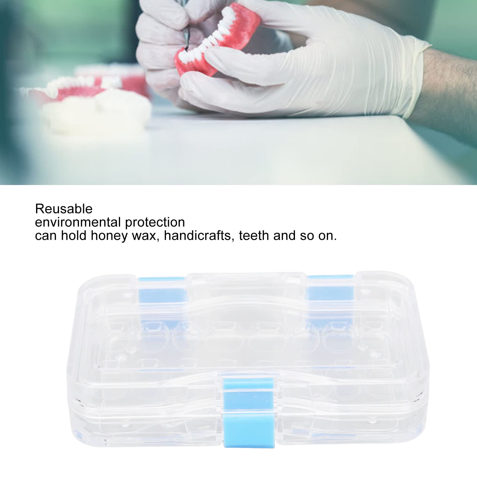 Dioche Denture Case Box, Transparent Denture Box, Membrane Tooth Box Reusable Dental Film Veneer Box with Hole for Clinics Transparent for Travel, Cleaning, Store